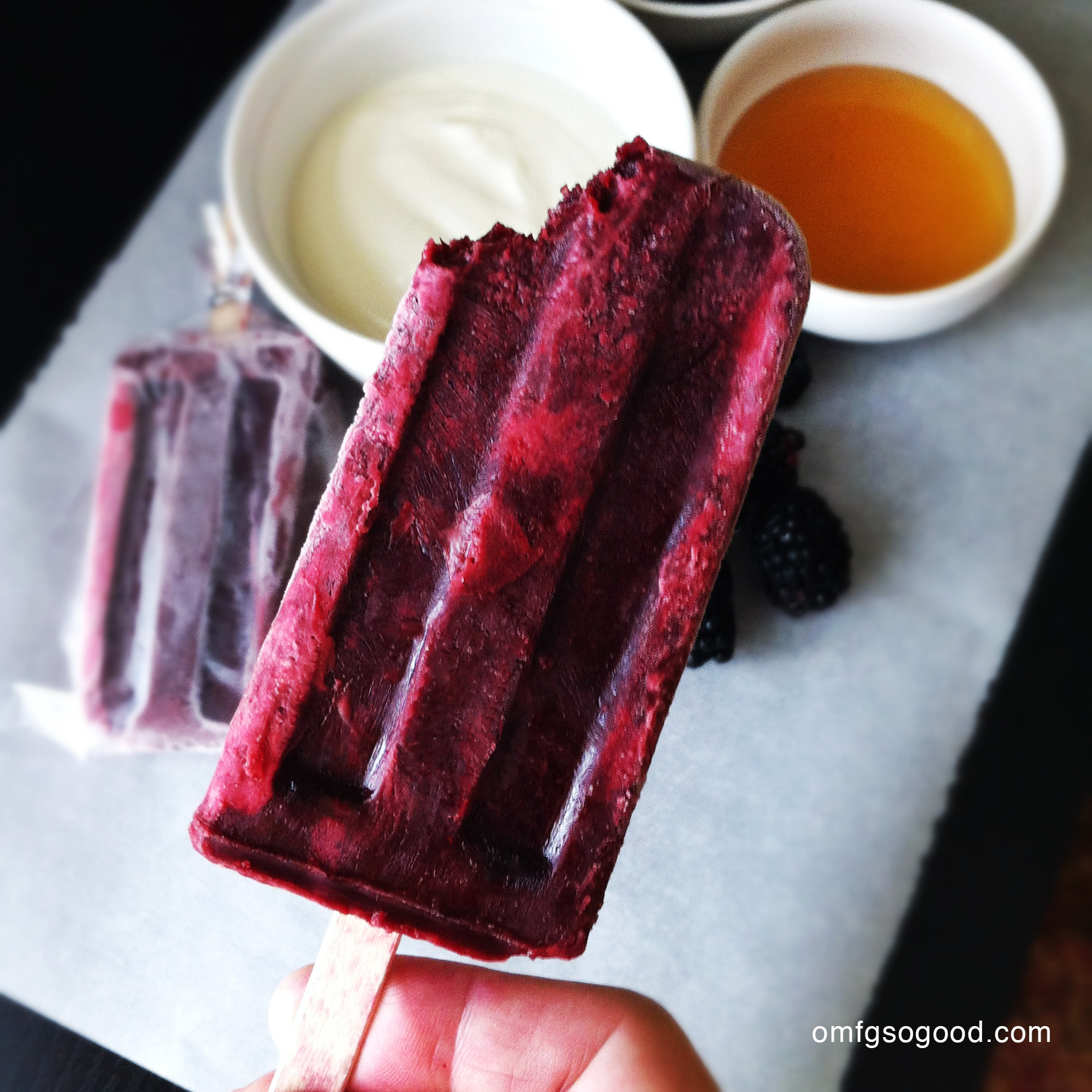 blackberry yogurt honey popsicles | omfg. so good.